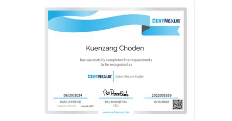 Kuenzang Choden On Linkedin Certnexus Cyber Secure Coder Csc • Kuenzang Choden • Certnexus