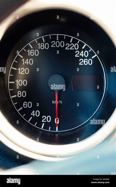 Car Analog Speedometer Dial Inside Dashboard Close Up Shot No People