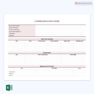 Free Construction Scope Of Work Templates
