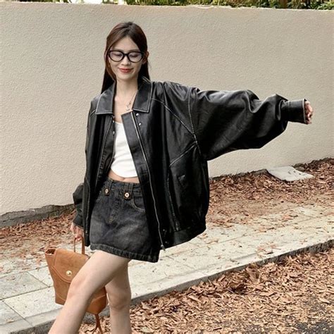 코지문 오버핏 빈티지 레더 카라 자켓 모임룩 데이트룩 소개팅룩 데일리룩 여친룩 여신룩 스타일