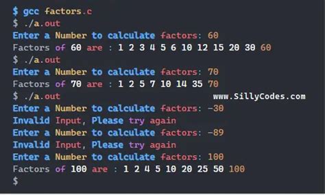 Program To Find Factors Of A Number In C Language Sillycodes