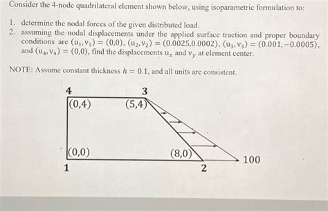 Solved Consider The 4 Node Quadrilateral Element Shown