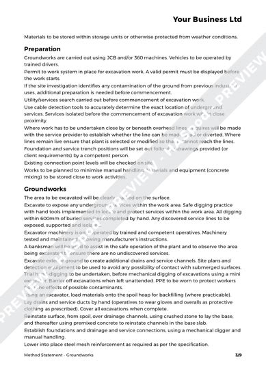 Groundworks Method Statement Template Haspod Groundworks Method Statement Template Haspod