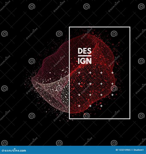 Ring Object With Dots Molecular Grid 3d Technology Style With Particle Vector Illustration