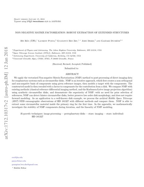 Pdf Non Negative Matrix Factorization Robust Extraction Of Extended