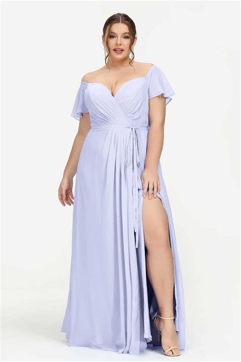 Flutter Sleeves Sexy Maxi Chiffon Plus Size Dress Duntery