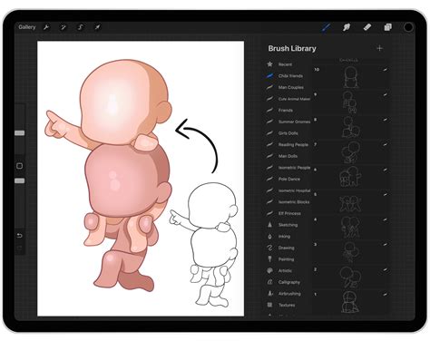 Artstation 20 Chibi Friends Brushes For Procreate Chibi People Poses Stamp Brushes For