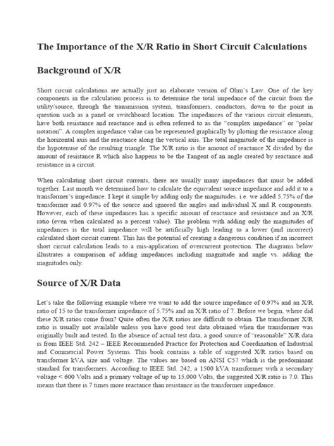 X R Ratio Calculation Case Pdf Electrical Impedance Transformer