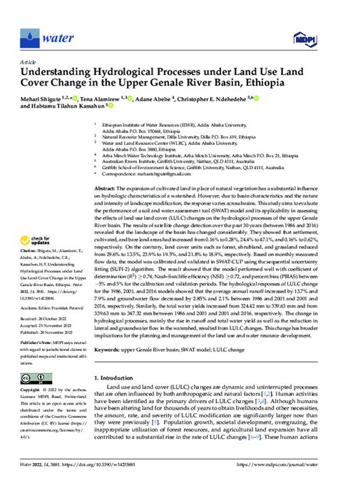 Pdf Understanding Hydrological Processes Under Land Use Land Cover