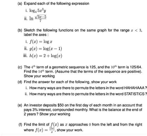 Solved A Expand Each Of The Following Expression I Chegg Com
