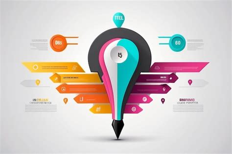 Infographics Design Business Concept With Colorful Pin Pointer Template For Diagram Graph