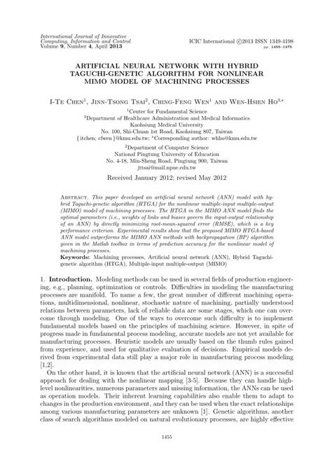 Pdf Artificial Neural Network With Hybrid Taguchi Genetic Algorithm