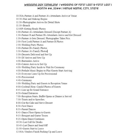 Wedding Day Timeline First Look Ceremony Reception Diff Etsy Artofit