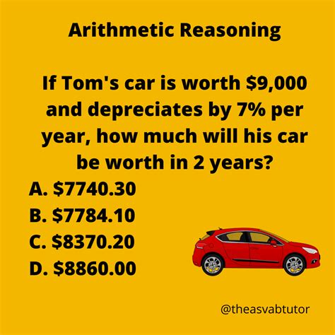 The Asvab Tutor Presents Arithmetic Reasoning Question On Depreciation The Asvab Tutor