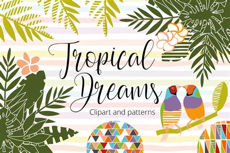 Tropical Dreams Clipart And Patterns 2 142 Files Векторные клипарты текстурные фоны