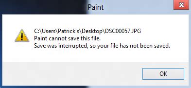 COMPUTERS AND OTHERS Paint Cannot Save This File Error In Windows