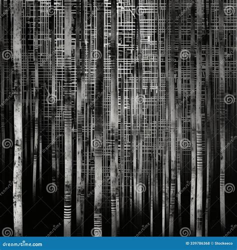 Organic Barcode Art With Vertical Straight Lines On Paper Stock