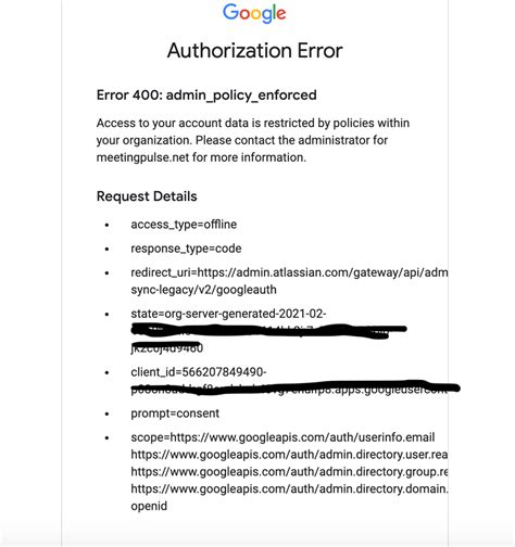 error 400 admin policy enforced when adding gsuit