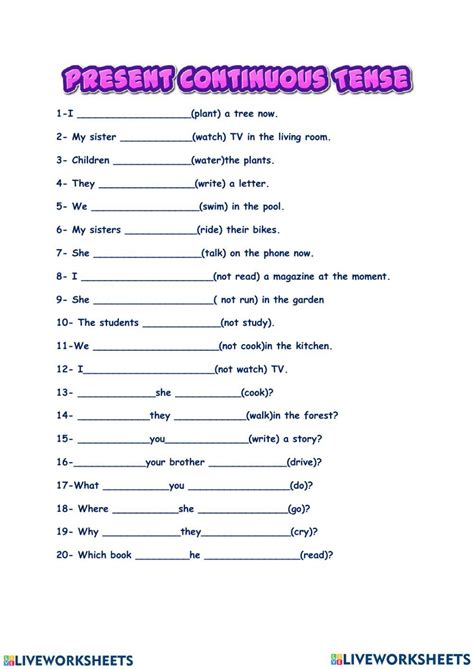 Present Continu… Free Interactive Worksheets 6810063