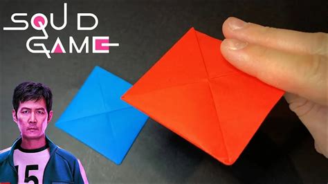 How To Make Squid Game Ddakji From A4 Paper Diy Ddakji Tutorial 🟥🟦 Youtube