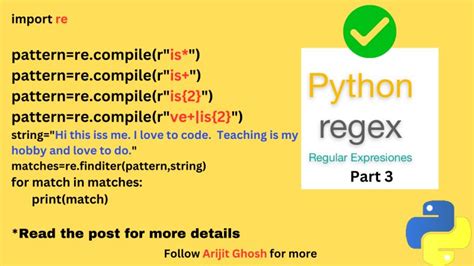 Arijit Ghosh On Linkedin Regex Part3 Python Regex Metacharacters Regex Metacharacters