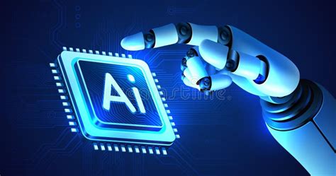 Robot Arm With Microchip Ai Processor Microprocessor Electronics Vector Illustration Stock