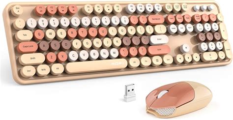 Amazon Com MOFII Wireless Keyboard And Mouse Combo Milk Tea Colorful Round Key Typewriter