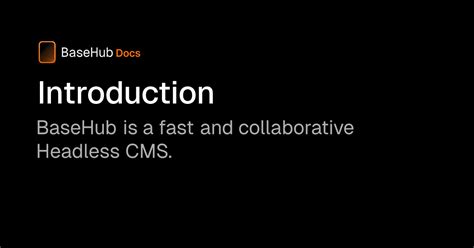 Documentation Introduction — Basehub Docs