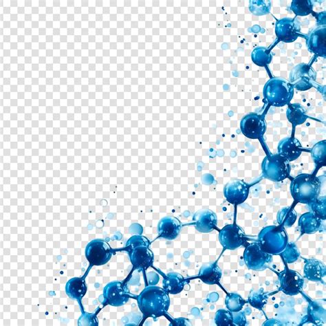 투명한 배경에 대한 과학적 배경을 위한 동적 파란색 분자 구조 설계 Ai 생성 Psd