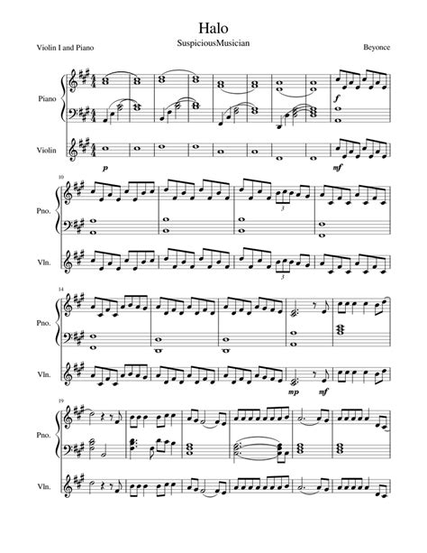 Halo Sheet Music For Piano Violin Solo