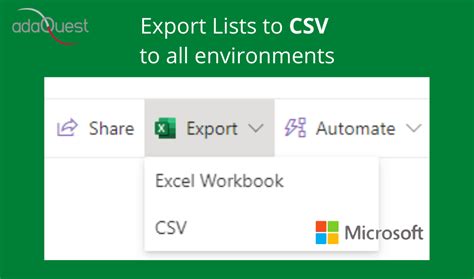 Export Lists To Csv Adaquest