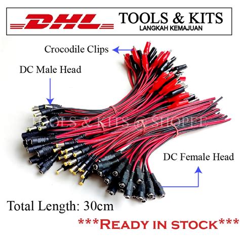 12V 24V DC Power Adapter Male Wire Female Connector 5 5x2 1mm DC Jumper Crocodile Clip Wayar