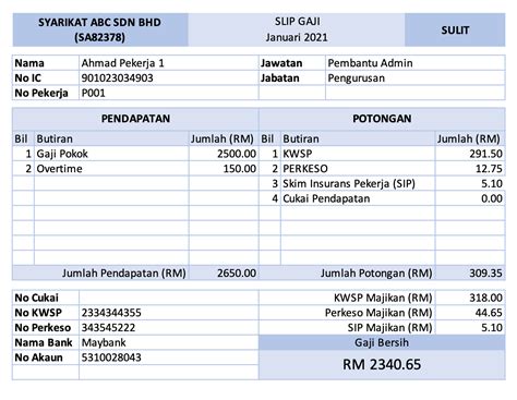 Payslip Contoh Slip Gaji Pekerja Swasta Excel Contoh Slip Gaji Dan My Xxx Hot Girl