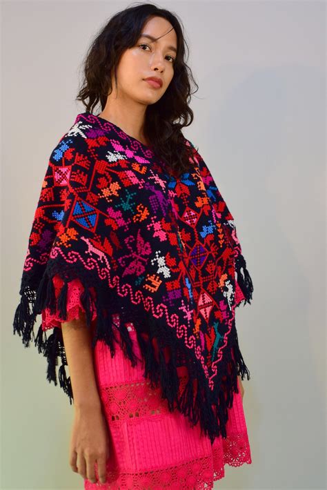 Mexican Poncho Vintage Poncho Embroidered Cape Adult Outfits