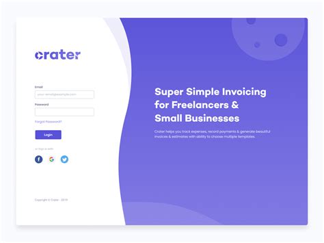 Crater Login Page Invoice App Open Source By Mohit Panjwani On