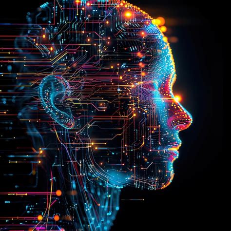 Premium Photo Abstract Digital Human Head Constructed From Electric