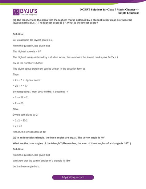 Ncert Solutions For Class 7 Maths Chapter 4 Simple Equations