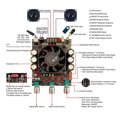 Zk 3002t 300w Bluetooth Amplifier Module Stereo Treble Bass Amplifier