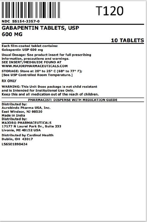 Gabapentin Tablets Package Insert