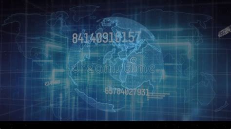 Animation Of Globe With World Map Numbers On Futuristic Digital Interface Stock Footage Video