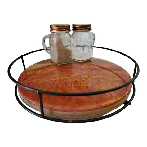 Rust And Gold Lazy Susan Dragonfly Wood Resin Designs