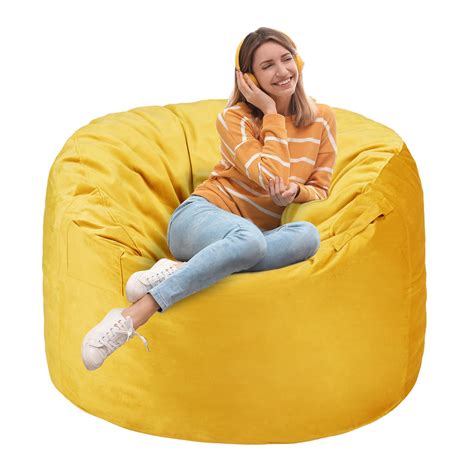 Homguava Bean Bag Chair 3 Bean Bags With Memory Foam Filled Large Beanbag Chairs
