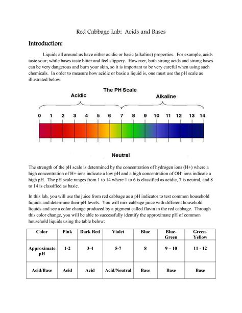 Acids And Bases Lab With Actual PH S