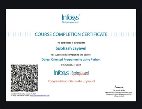 Object Oriented Using Python Infosys Subhash J