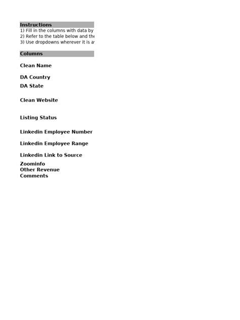 Data Entry Instructions For Company Profiles Pdf