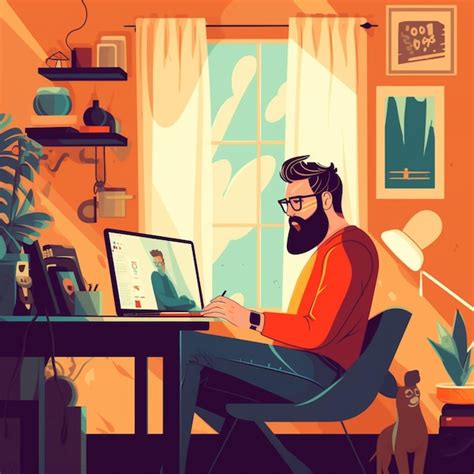 Premium Photo There Is A Man Sitting At A Desk With A Laptop Computer Generative Ai