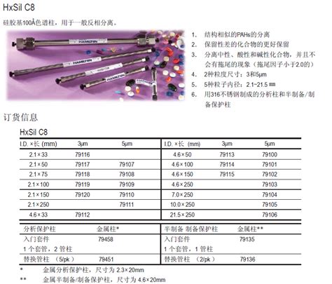 HxSil C8 反相色谱柱 亨赛特