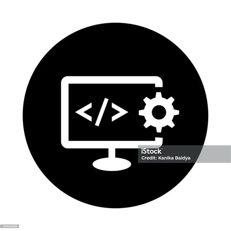 Code Html Management Icon Black Vector Design Stock Illustration