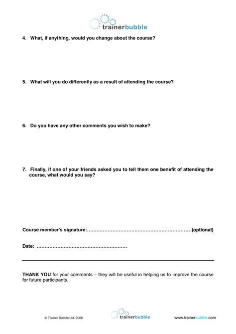 Course Evaluation Form In Word And Pdf Formats Page Of