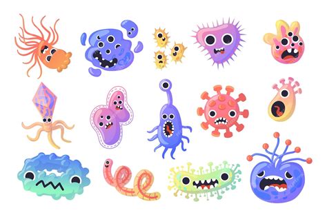 Premium Vector Germ Character Cartoon Virus Or Microbe Cell With